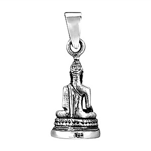 AeraVida Buddha Image in Meditating Posture .925 Sterling Silver Pendant | Silver Buddha Pendant For Women | Sterling Silver Buddha Pendant | Sterling Silver Pendant