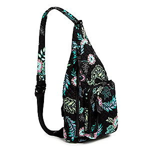 Vera Bradley Women's Cotton Sling Backpack, Island Garden - Recycled Cotton, One Size
