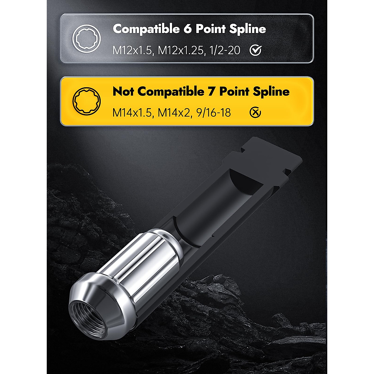 MIKKUPPA 2pcs 6 Point Spline Lug Nuts Socket Key Tool - for 17.6mm Inner Diameter - Compatible with 17mm Replacement Spline Socket