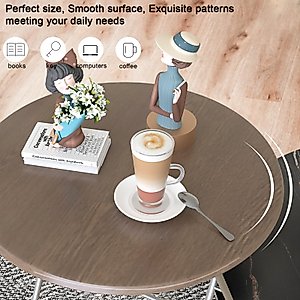 Fleecy day Portable Folding TV Tray Table on Bed & Sofa,TV Dinner Tray with Sturdy MDF,Portable Table with No Assembly Required,Round,17.5 x 17.5 x 26 in(Walnut)