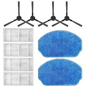 Replacement Parts Compatible with MAMNV BR150 BR151, ZCWA BR150 BR151, MANVINS G20, GTTVO BR150 BR151, EICOBOT BR150 BR151 Robot Vacuum Cleaner 4 Side Brushes, 4 Hepa Filters, 2 Mop Pads Accessories