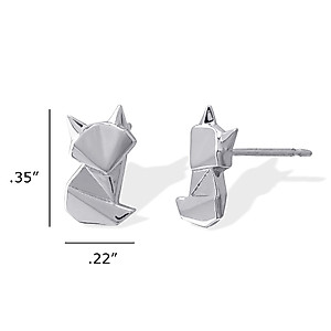 Boma Jewelry Sterling Silver Origami Fox Stud Earrings