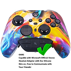 9CDeer 1 x Protective Customize Transfer Print Silicone Cover Skin Rainbow + 6 Thumb Grips Analog Caps for Xbox Elite Series 2 Controller