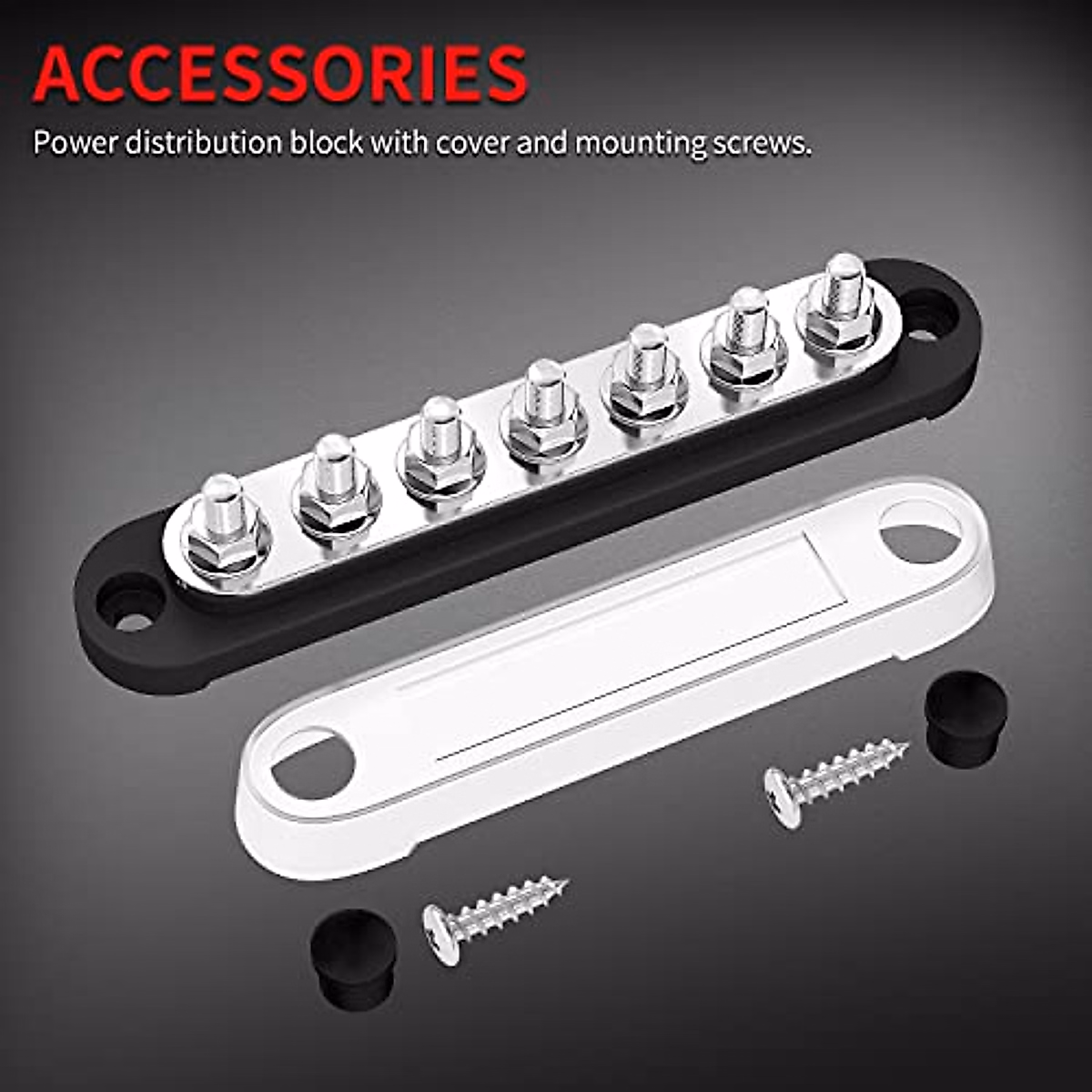 DaierTek Battery Bus Bar 12V Marine 7 x 1/4" (M6) Power Distribution Block with Cover 12V - 48V ...