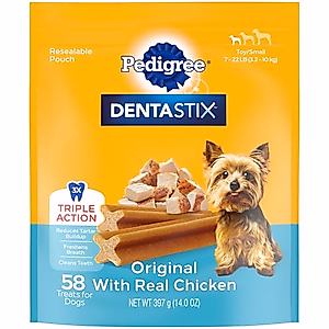 PEDIGREE DENTASTIX Toy/Small Dog Dental Treats Original Flavor Dental Bones, 13.97 oz. Pack (58 Treats)