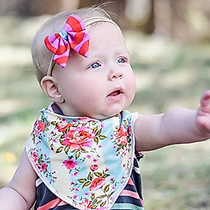 upsimples 10-Pack Baby Bandana Bibs Baby Girl Bibs for Drooling and Teething, Super Absorbent Bibs - Blossom Set