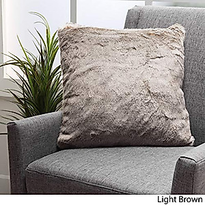 GDF Studio Ellison Faux Fur Throw Pillow, Light Brown