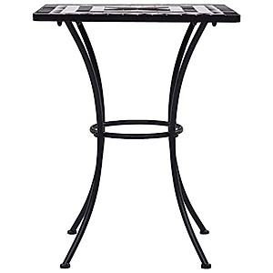 CHARMMA Mosaic Bistro Tables,Ceramic Table Top Metal Frame for Porch Beach Patio Garden Balcony Poolside,Plant Stand,Square with Black,23.6"