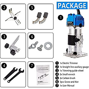 Wood Routers, Wood Trimmer Router Tool, Compact Wood Palm Router, Tool Hand Trimmer, Woodworking Joiner, Cutting Palmming Tool, 30000 RPM 1/4" Collets 800W 110V