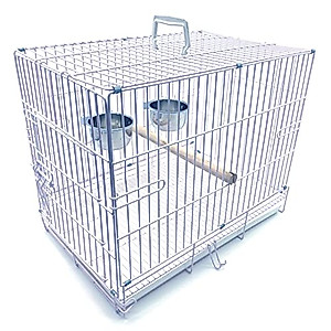 Collapsable Bird, Parrot, Dog, Bunny, Rabbit and Cat Carrier Travel Vet Carrier Cage (19" x 12" x 16"H, White)