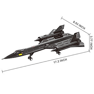 Military Airplane Sr71 Blackbird Reconnaissance Jet Fighter Building Block Set Beautifully Packaged, Suitable for 6-10 Years Old Children and Adults as Gifts (189 Pieces) Compatible with Lego