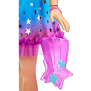 Barbie Large Doll with Blond Hair, 28 Inches Tall, Rainbow Dress and Styling Accessories Including Shooting Star Handbag