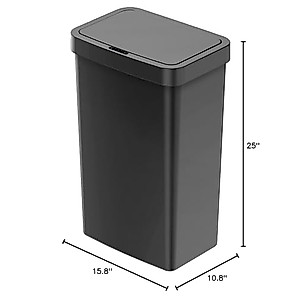 SPABOY 13.2 Gallon Trash Can, Plastic Motion Sensor Kitchen Trash Can, Black, KYH-003