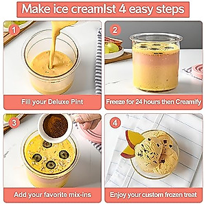 Yammoe Containers Replacement for Ninja Creami Pints and Lids - 4 Pack, 16oz Cup Compatible with NC301 NC300 NC299AMZ Series Ice Cream Maker, BPA Free Dishwasher Safe Leak Proof（with 4Spoon）