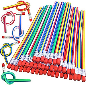 Xilanhhaa 40 Pack Flexible Bendable Pencils,7 Inch Colorful Magic Soft Pencil with Eraser,Bendy Pencil for Children,Kids,School Supplies,Party Favor,Gifts