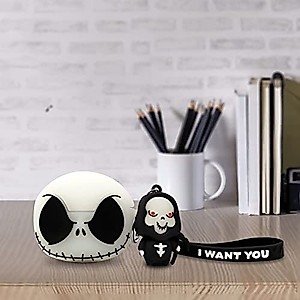 MOLOSLEEVE Compatible with Airpods Case Cover with Keychain, Halloween Luminous Skull for Airpods 2nd & 1st Generation Cases, Soft Silicone Cute Funny Anime Case for Apple Airpods 2/1