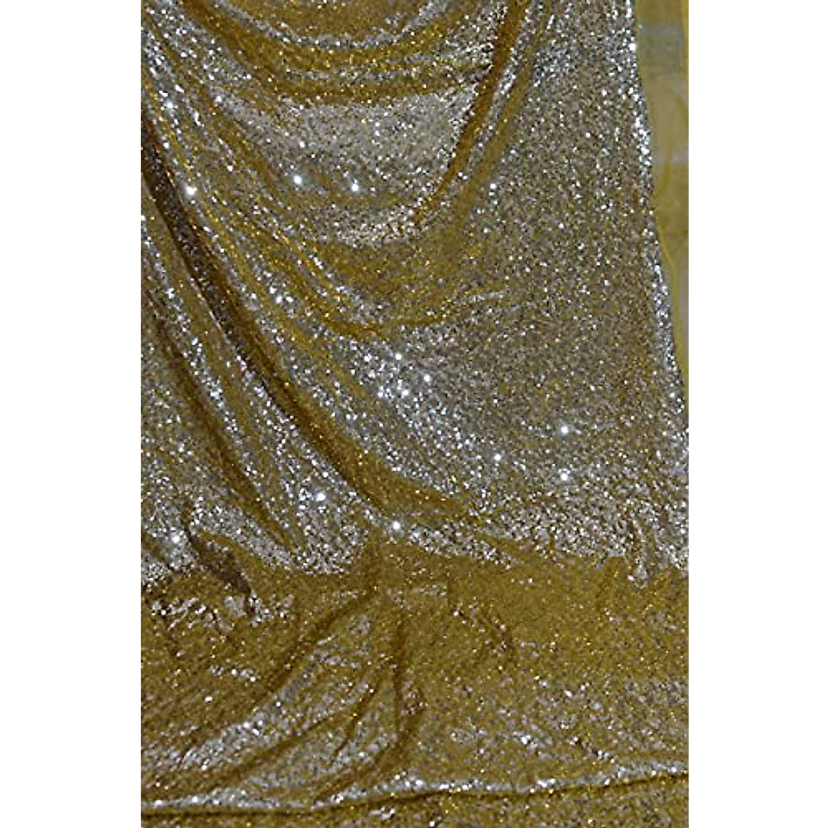 Sequins and Metallic in Mesh Fabric by Yard,Embroidery Lace Heavy Beads,Sequin Embroidery Lace Fabric, Metallic Fabric,Smoke Gray Sequin (Gold, 10 Yards)