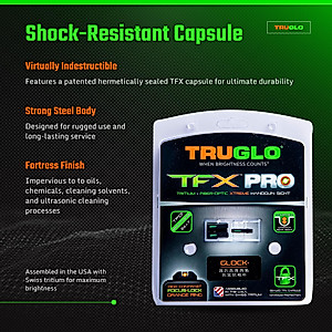 Truglo TFX PRO Handgun Sight, Glowing Shock Proof Tritium and Fiber Optic Night Sight for Handguns, Compact, Durable, and Snag Free Sight