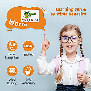 Coogam Spelling Games, Wooden Matching Letters Toy with Flash Cards Words, Montessori ABC Alphabet Learning Educational Puzzle Gift for Preschool Boys Girls Kids Age 3 4 5 Years Old