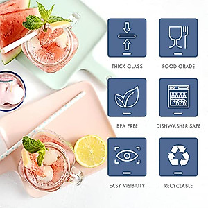DESIYUE 9 Pack 16 Oz Mason jar Drinking Glasses, Mason Mugs with Handle, Old Fashioned Regular & Glass Mason Jar Mugs with Lids & Straws for Juice, Smoothies, Kombucha, Tea, Milk,Best Gift