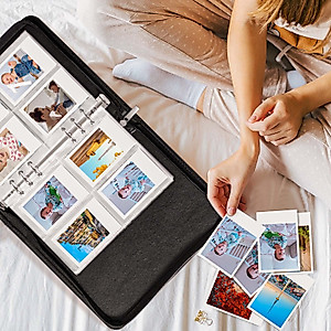 Zipper Photo Album Binder, Mini Photo Album, 25 Sleeves for Fujifilm Instax Mini 11 90 70 50S 26 25 9 8+ 7S Instant Camera, Photo card binder for Polaroid Snap Z2300 PIC-300P Film, Black