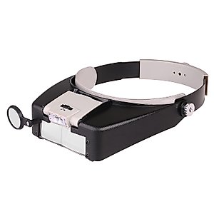 LED Lighted Head Magnifier, Hands-Free Illuminated Magnifying Glass | 4 Magnification Settings 2X 4X 6.5X 8.5X | Perfect for Jewelry, Soldering, Watch Repairs, Hobby, Crafts and General Reading Aid