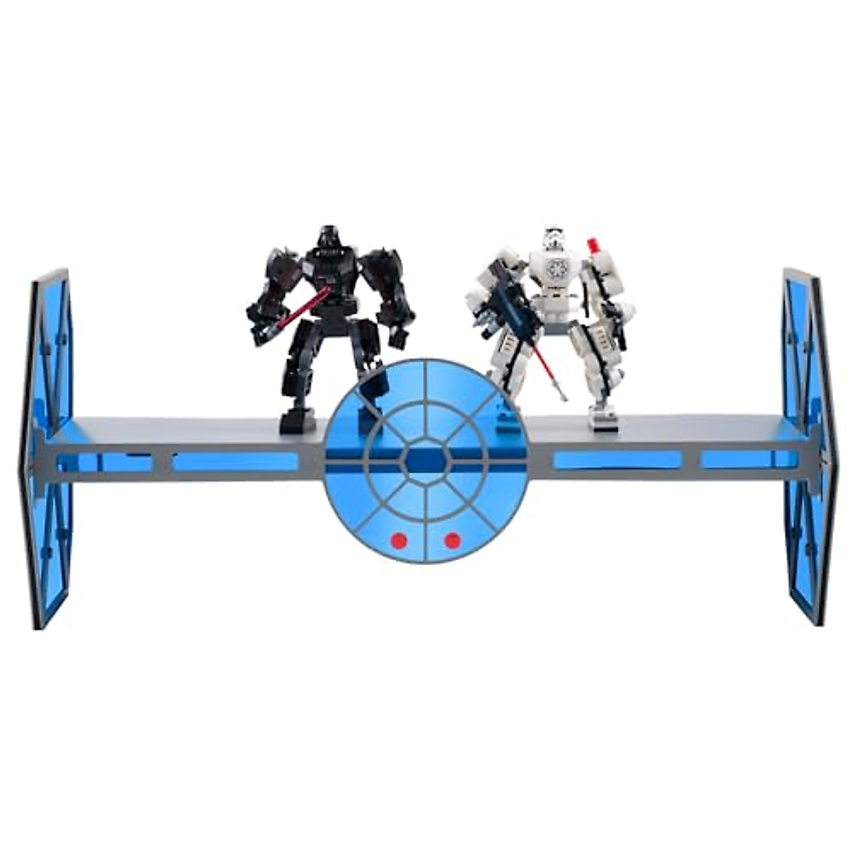 ThreeIslandsArt Tie Fighter Inspired Sci-Fi Wall Hanging with Functional Shelving: A Must-Have Star Wars Gifts for Adults Men and Women, Perfect Gaming Decor and Funko Pop Display