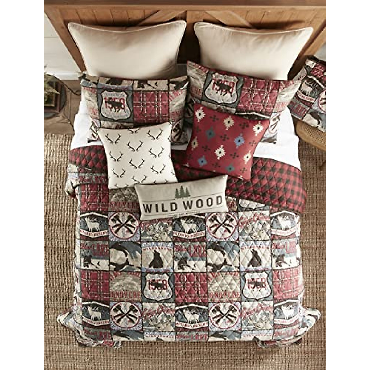 Donna Sharp Throw Pillow - The Great Outdoors Lodge Decorative Throw Pillow with W. Wood Pattern - Rectangle