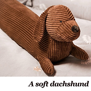 Enhopty 43” Giant Dachshund Dog Plush Pillow Puppy Wolf Stuffed Animal Plushie Hugging Long Body Throw Sleeping Pillow for Kids Christmas(43inch, Dachshund)
