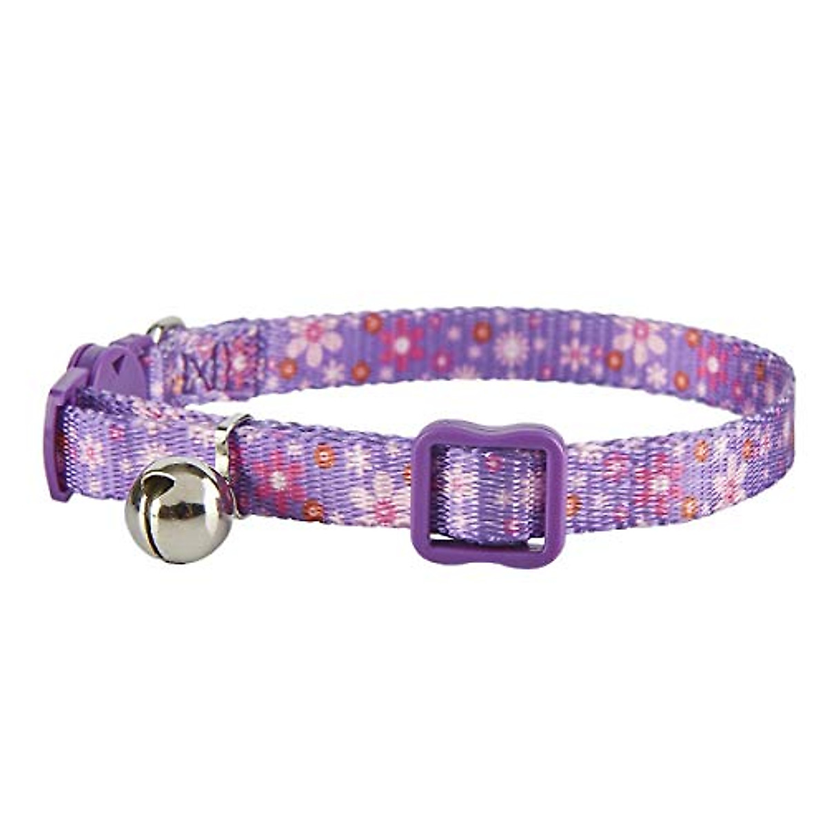 YUDOTE Breakaway Cat Collar with Bell, 2 Pack of Adjustable Floral Cat Collars Cute Safety Purple Pink Kitty Strawberry Collar