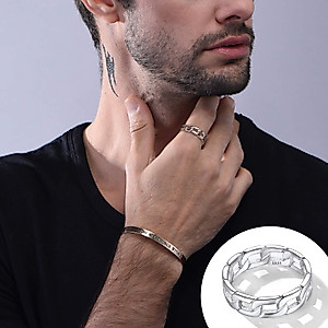 Silvora Sturdy Man Ring 925 Sterling Silver Knot Cuban Link Chain Jewelry Women Band Stacking Rings Size 9