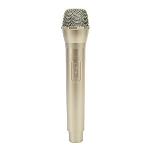 Shanrya Fake Microphone for Singing, Plastic Prop Mic Prop Microphone with 1 X Prop Microphone for Parties(Gold)
