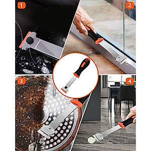 Razor Blade Scraper,Long Handle Razor Scraper Tool for Removing Label, Registration Sticker, Tint, Grease from Windshield, Appliance, Glass (Extra 10 Metal and 10 Plastic Blades)