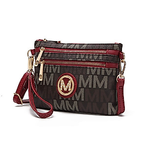 MKF 2 in 1 Crossbody Bags for Women, Wristlet Purse - Ladys Small PU Leather Messenger Handbag - Adjustable Strap Red