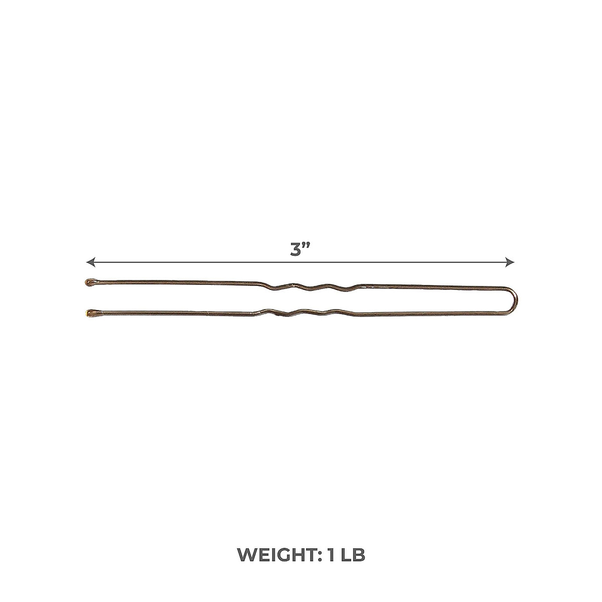 ForPro Professional Collection Hair Pins (320-Count Approx), Brown, 3" L, Ball-Tipped, Crimped, Non-Damaging, 1 Lb.