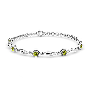 Shop LC Peridot Link Bracelet for Women 925 Sterling Silver Infinity Birthstone Jewelry Gifts for Women 7.25" Cttw 0.8 Birthday Gifts