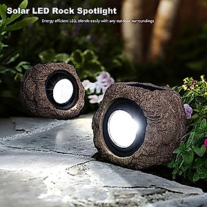 Timeflies Solar Rock Lights, 2 Pack Outdoor Decorative Garden Spot Lights for Pathway, Walkway, Yard, Landscape, Patio(Cool White)
