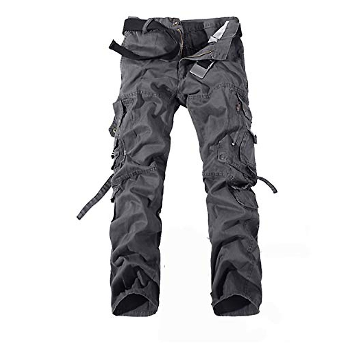 MNXOIA Casual Army Military Style Cargo Pants Men Multi-Pocket Combat Tactical Pants Autumn Pants Cotton Trousers Gray 29