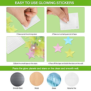 Glow in The Dark Stars for Ceiling, 100 Adhesive Bright, Realistic Glowing Ceiling Stars and a Full Moon for Starry Sky, 12 Constellations, and 407 Dots, Wall Stickers Perfect for Kids Room Decor