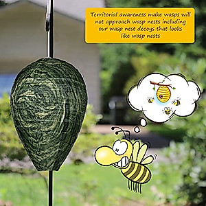 Wasp Nest Decoy Hanging Wasp Repellent Deterrent Upgraded Waterproof Material Fake Nest Decoys for Wasps Hornets Yellow Jackets Home Garden Yard Outdoors (Dark Green,4 Pieces)