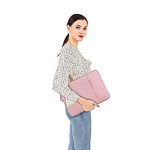 MOSISO Laptop Sleeve Bag Compatible with MacBook Air/Pro, 13-13.3 inch Notebook, Compatible with MacBook Pro 14 inch 2023-2021 A2779 M2 A2442 M1, Polyester Vertical Case with Pocket, Pink