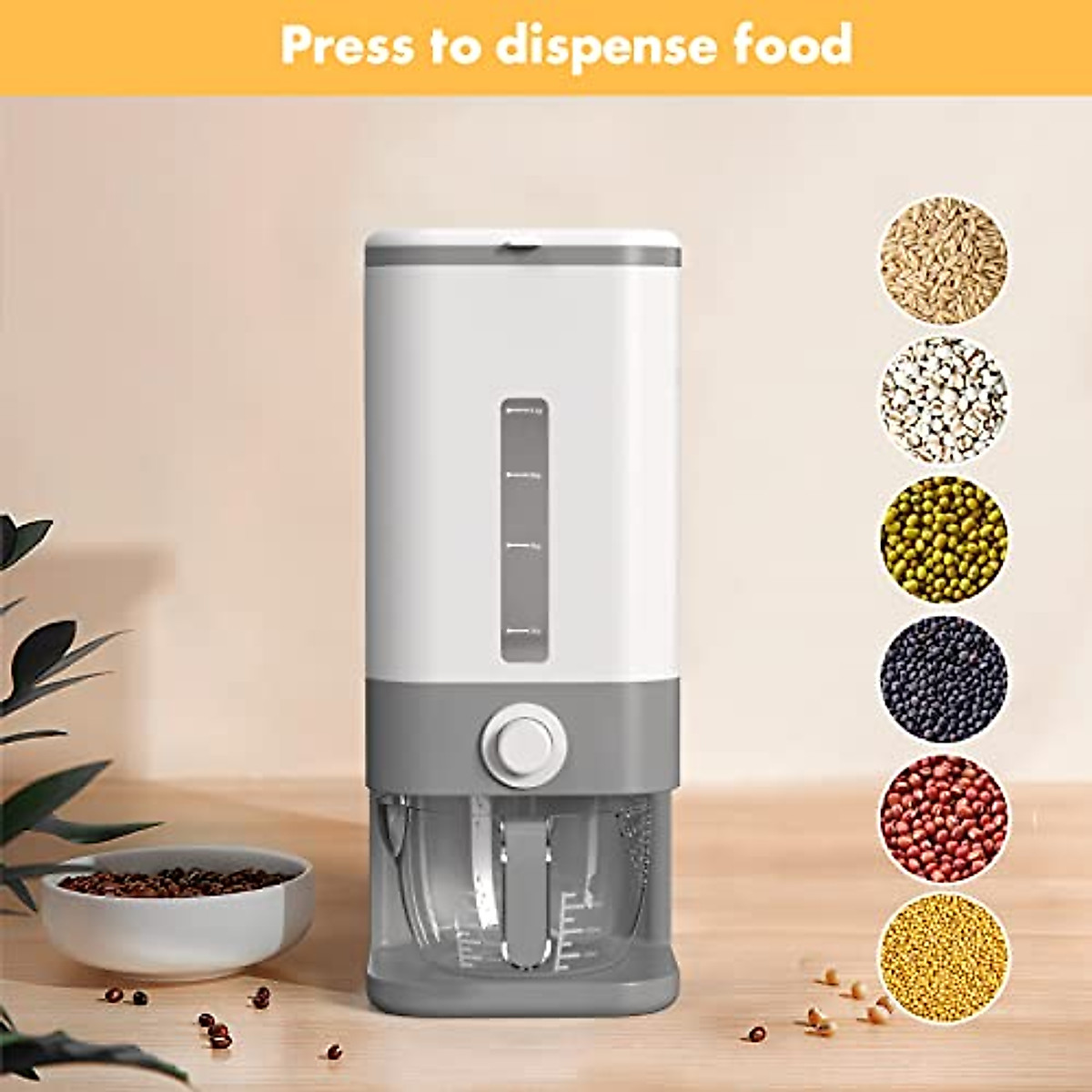 SEE SPRING 25 Lbs Rice Dispenser, Rice Container Storage with Lid, Cereal Dispenser Countertop Bin, Kitchen Storage Organizer for Dry Food Flour