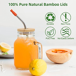Mason Jar Lids - 12 Pack Mason Lids - Bamboo Wood with Silicone Sealing Rings for Regular Mouth Mason Jar Drinking Straw Lids with 12 Stainless Steel Straws