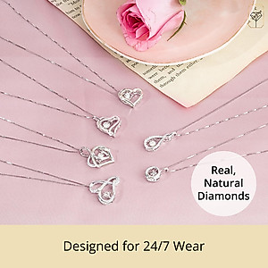 MAX + STONE 1/5 Carat Natural Diamond Golden Glimmer Dancing Diamond Heart Pendant Necklace for Women | 10k Gold Heart Necklace for Women | White Gold Diamond Necklace for Women