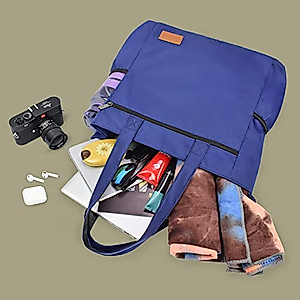 CLOUDMUSIC Gym Tote Shoulder Bag Shopping Travel For Girls Women(Dark Blue)