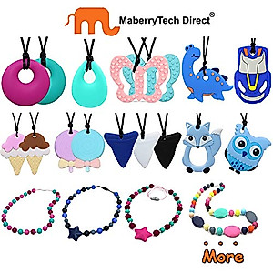 Sensory Chew Necklaces for Kids Adults, Chew Toys for Kids with Autism Anxiety ADHD SPD or Special Needs, Silicone Donut Chewy Chewing Necklace Sensory Help to Relieve Stress