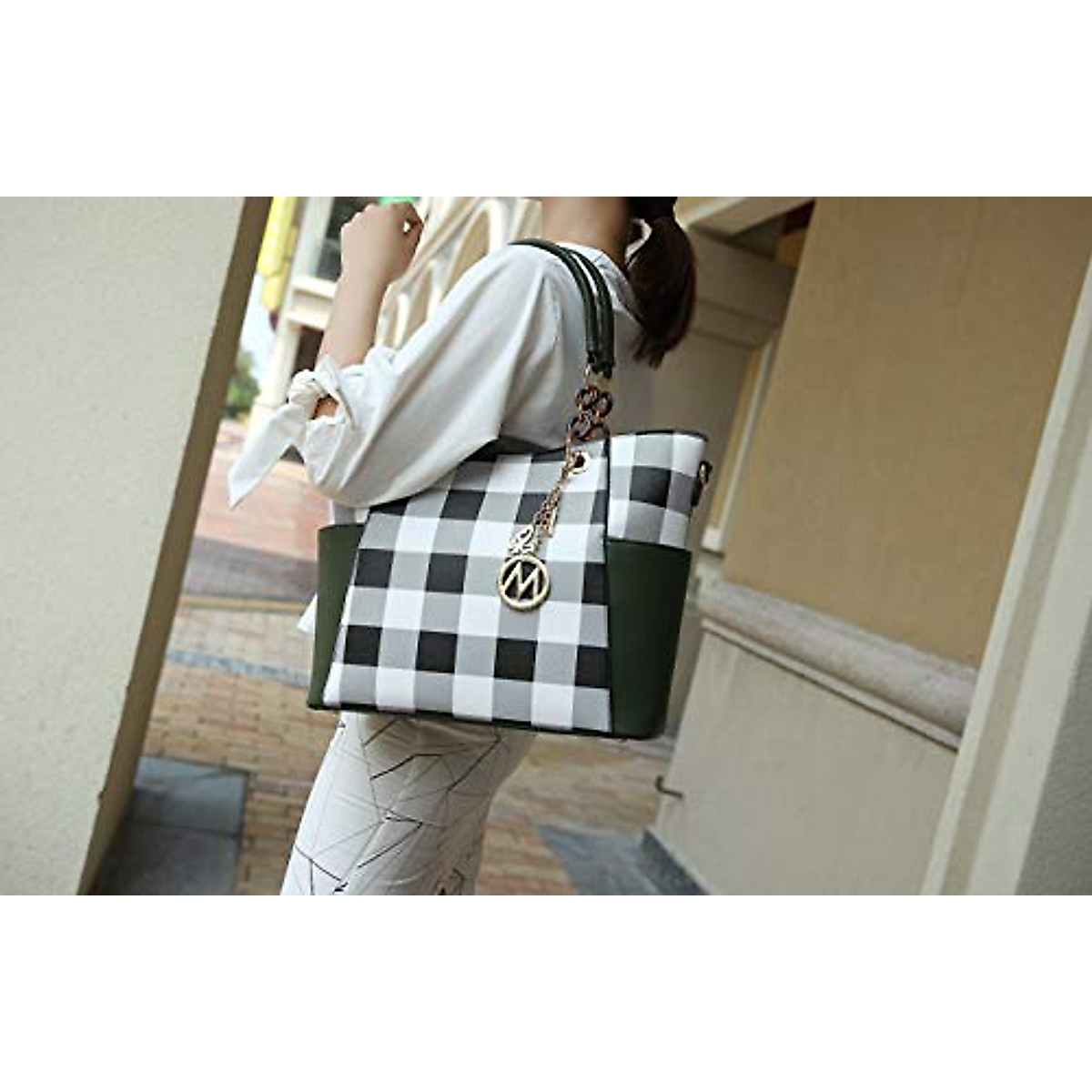 MKF Tote Bag for Women Set Handbag Wallet Purse - Top-Handle Tote - Removable Shoulder Strap Vegan Leather Black