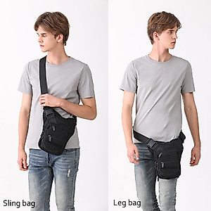 LAMMOK Drop Leg Bag Backpack Thigh Packs for Riding Motorcycle Walking Cycling Vacation Man Women (Black)