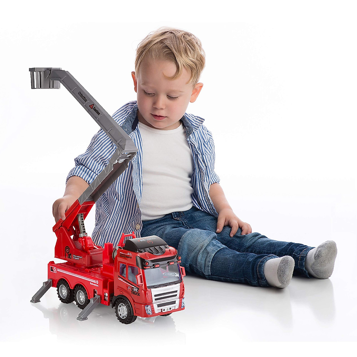 Advanced Play Fire Truck Toy Remote Control with Lights and Sounds Extending Rescue Ladder Fire Engine Toys for Boys and Girls Kids Toddlers Ages 3 and Up