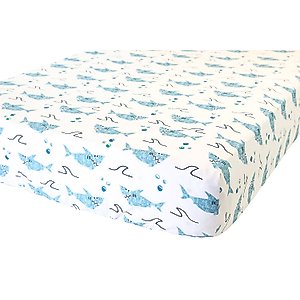 100% Cotton Fitted Crib Sheet - Premium Baby Bedding - Soft, Breathable & Durable - Shark Print